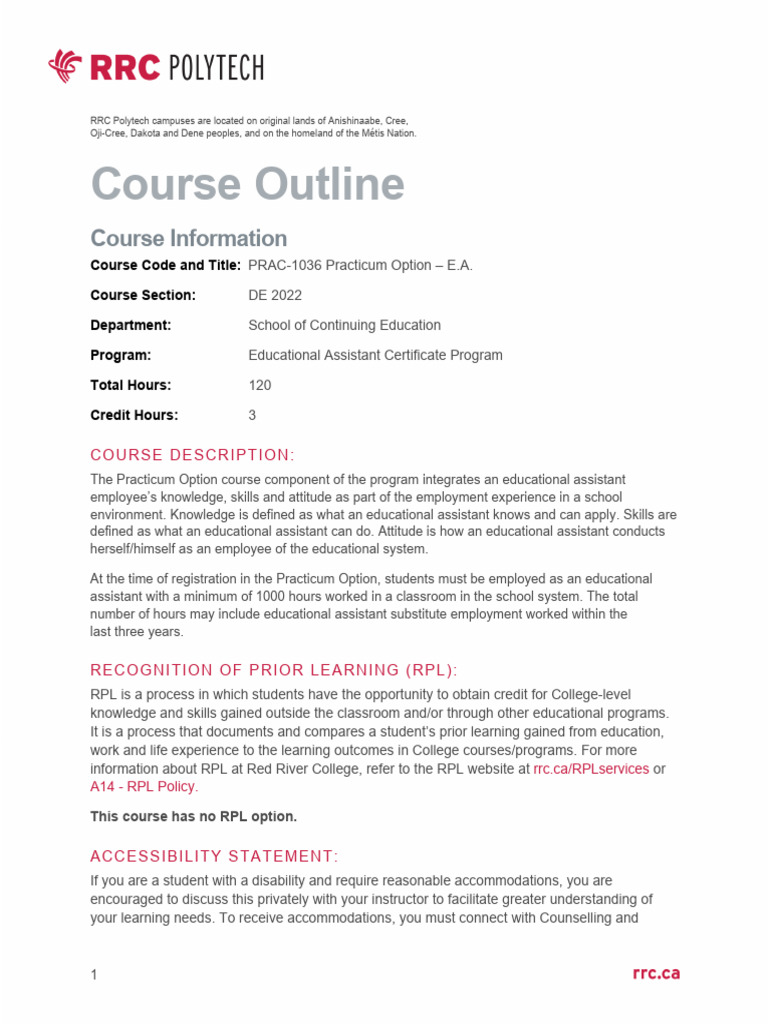 PRAC-1036 - CourseOutline - DE 2022 | PDF
