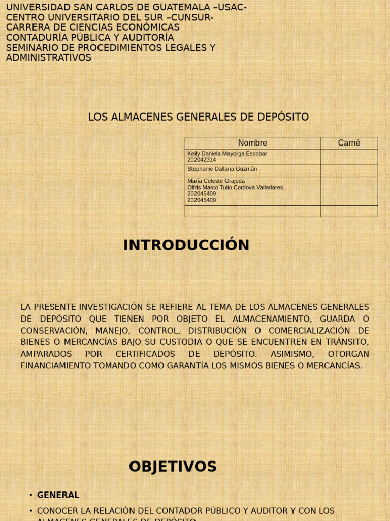 Tema 10. - Los Almacenes Generales de Deposito, Procedimiento para La ...