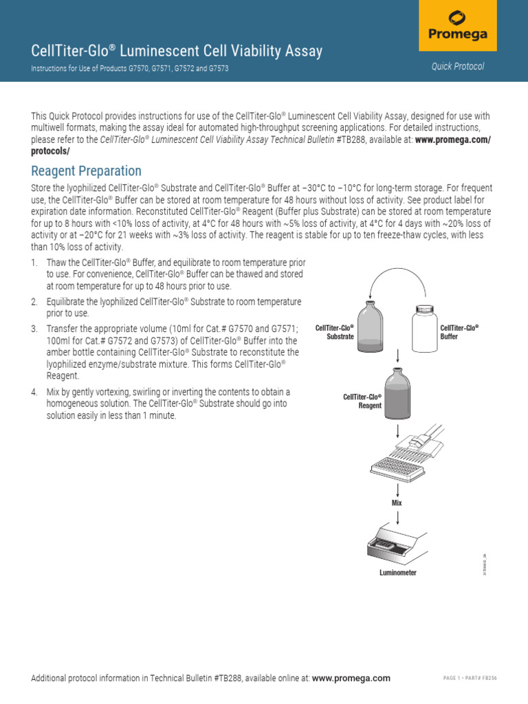 Fb256 Celltiter Glo Luminescent Cell Viability Assay | PDF