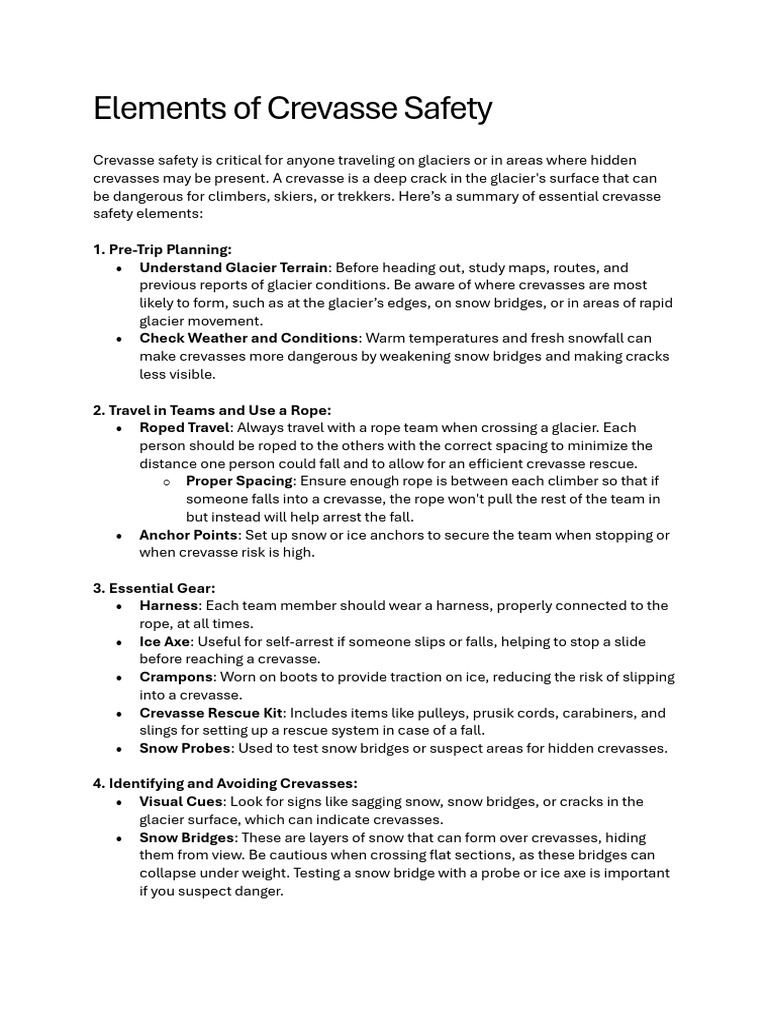 Elements of Crevasse Safety | PDF