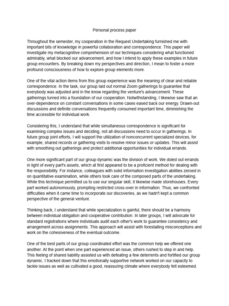 Personal Process Paper | PDF