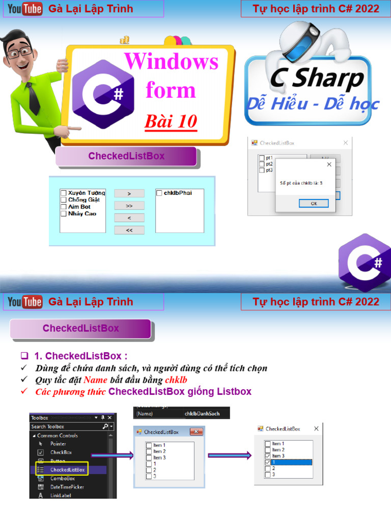 (Winform C# 2022) CheckedListBox - Winforms C# Step by Step For ...