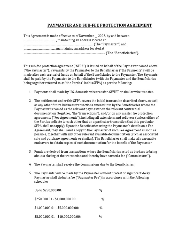 Paymaster Agreement 1 | PDF