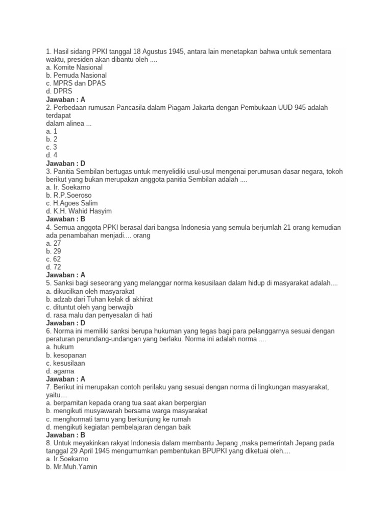 Soal PTS PKN | PDF
