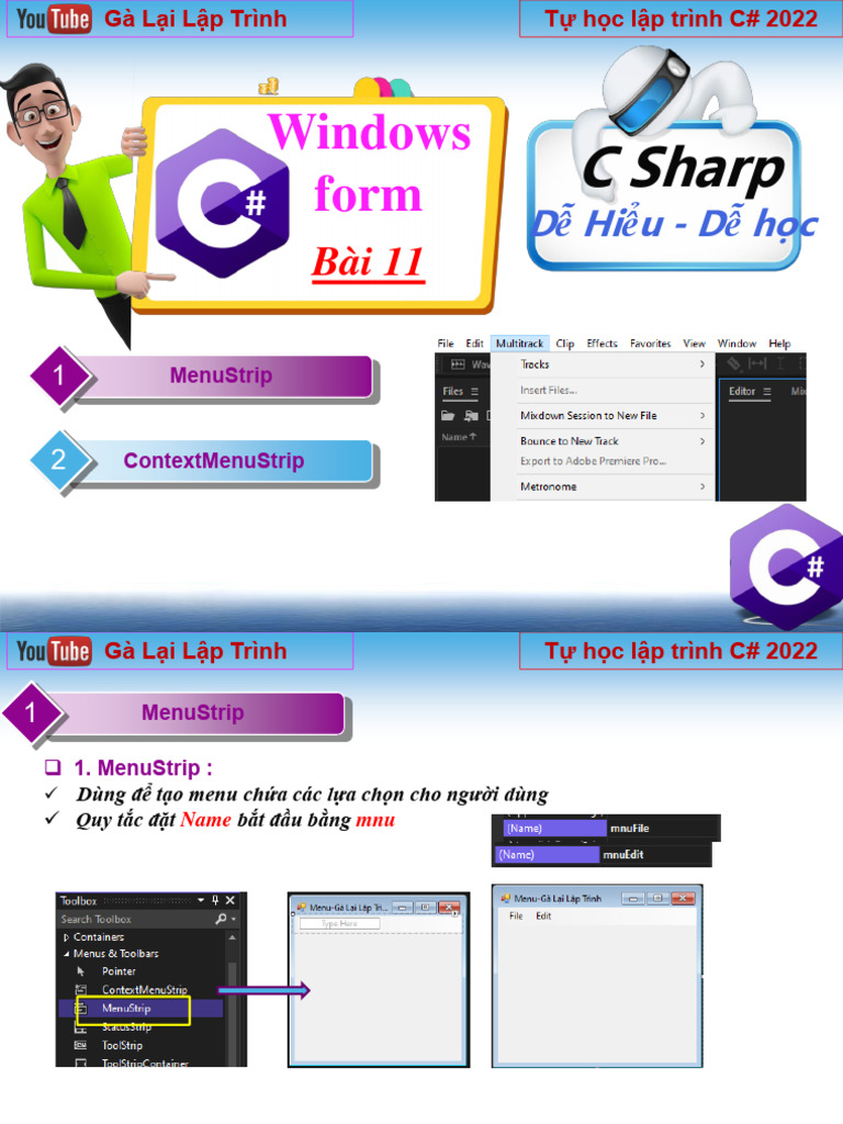 11. (Winform C# 2022) Menu & ContextMenu - Hướng dẫn tự học lập trình ...