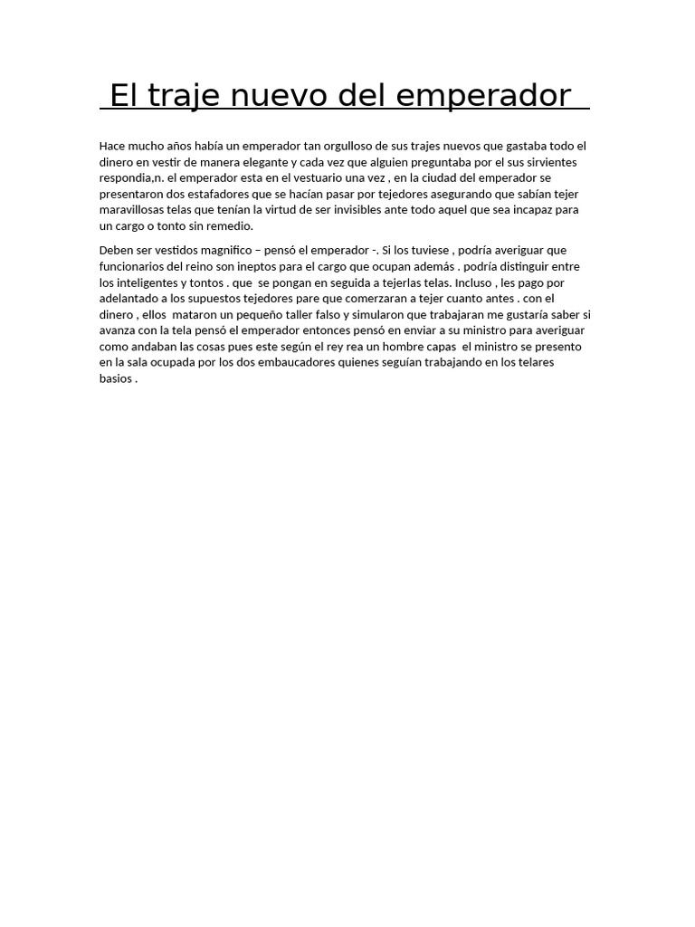 El traje nuevo del emperador | PDF