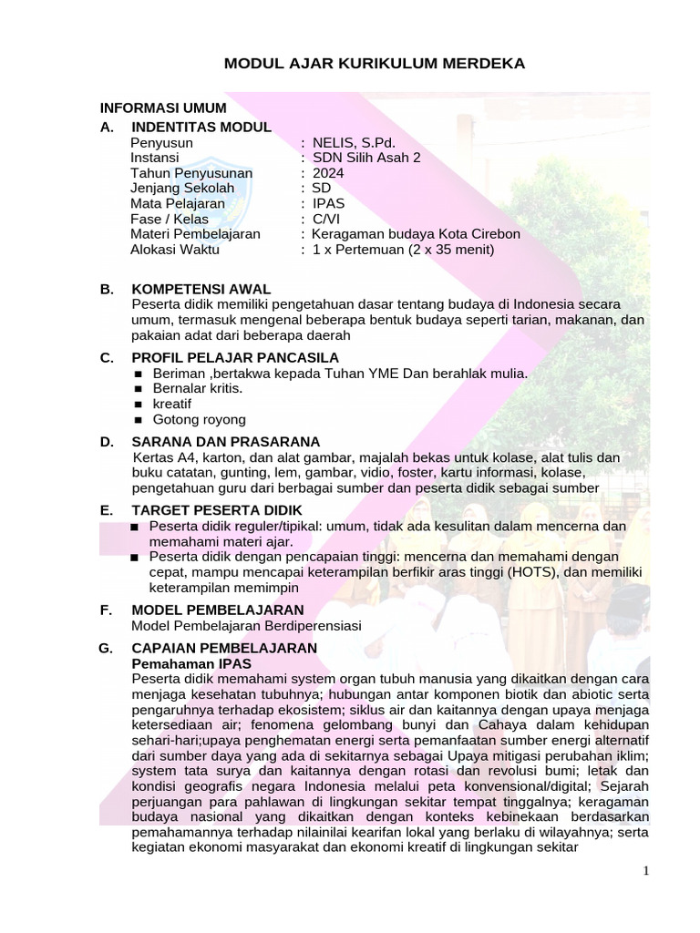 Modul Ajar Observasi Kelas 6 Ipas Periode Juli-Desember 2024 | PDF