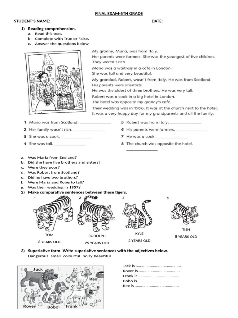 Final Exam 5TH Grade. 2023. | PDF
