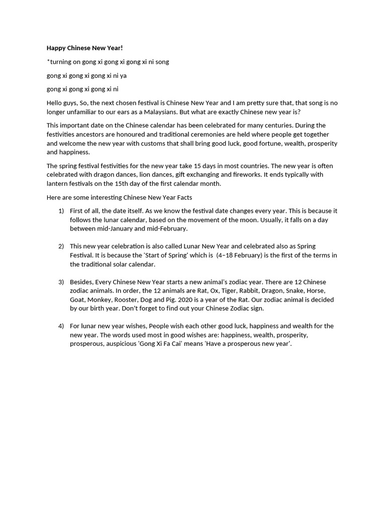 Script Chinese New Year | PDF