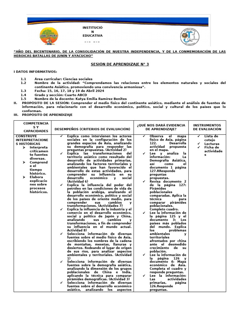 Sesión - Ramírez Benites Katya Emilia - 15 de Abril - CCSS - Cuarto ...