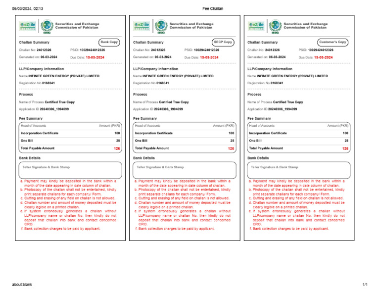 Fee Challan | PDF | Banks | Service Industries