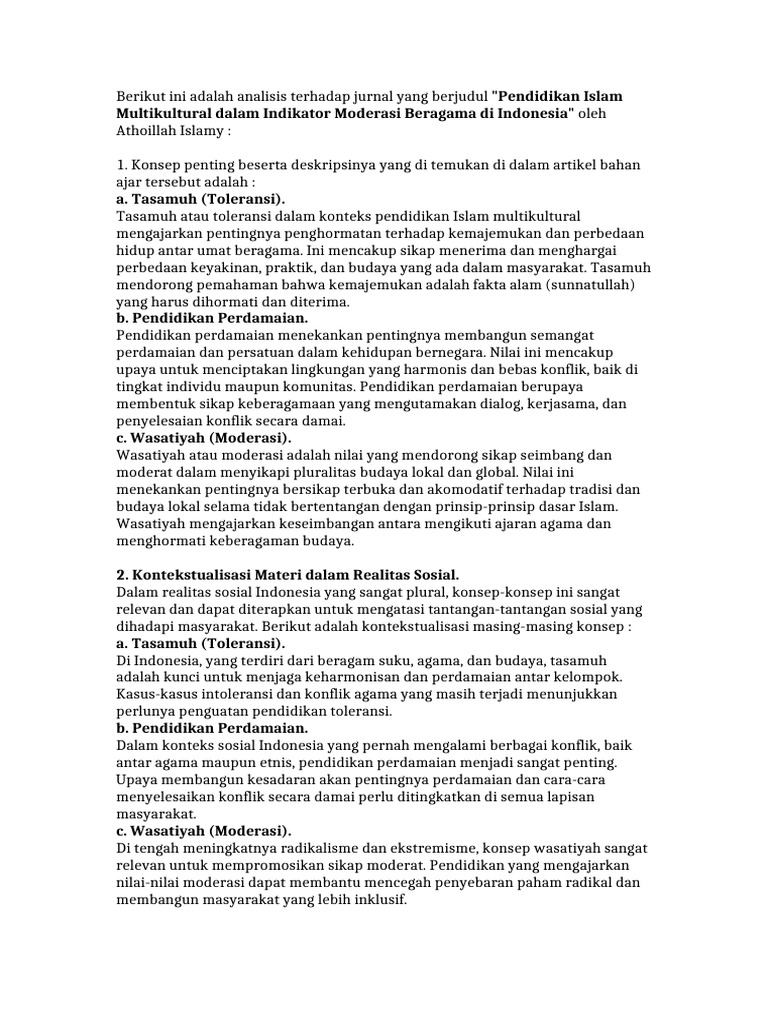 Analisa Bahan Ajar Modul Moderasi Beragama PPG PAI 2024 | PDF