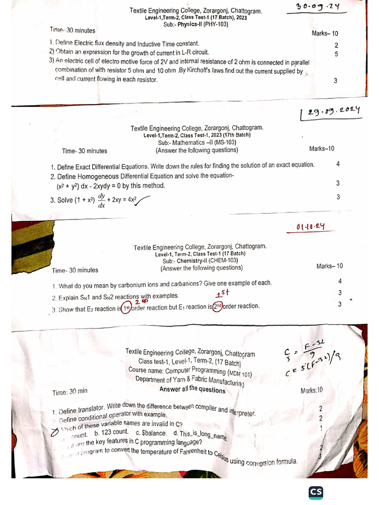 Ctec 17th Batch CT 01(FE) | PDF