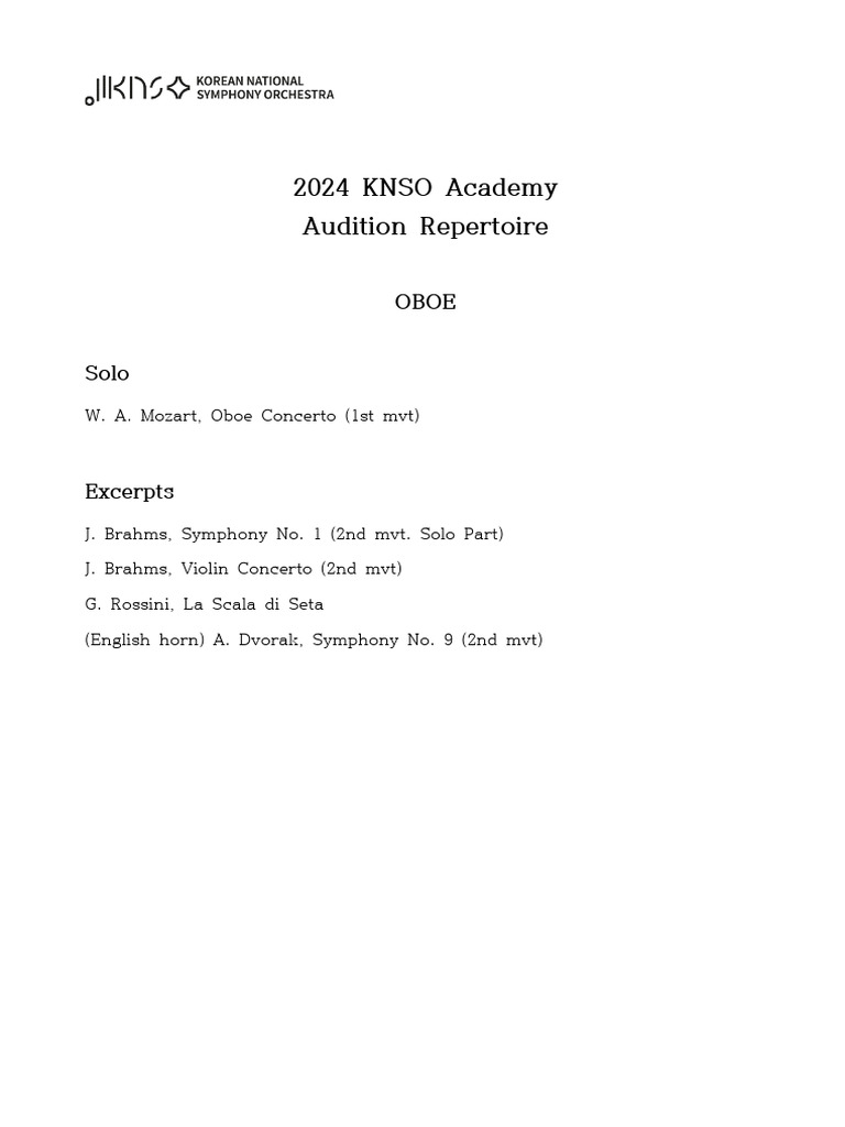 2024 KNSO Intl Academy - Oboe | PDF