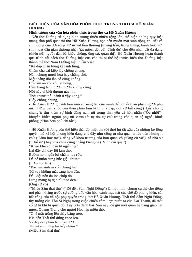 Hình Tư NG C A Văn Hóa PH N TH C Trong Thơ Ca H X | PDF