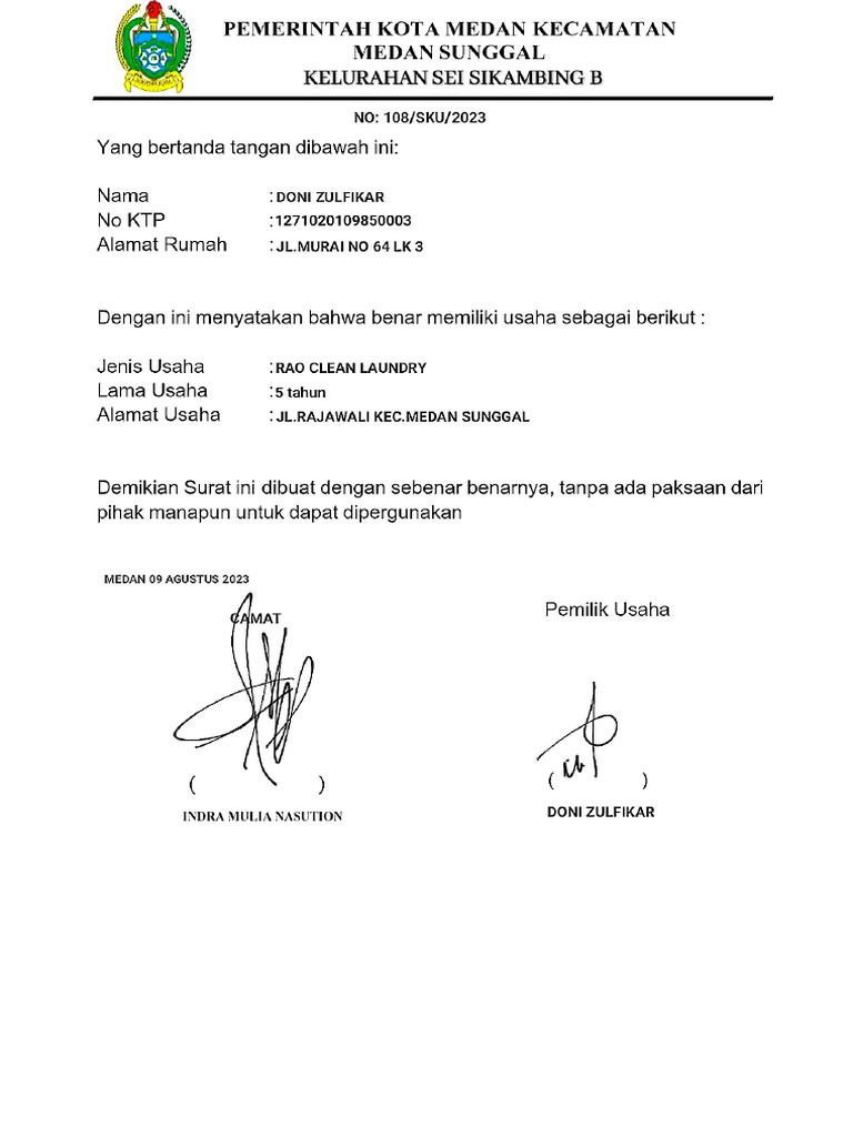 PDF - Surat SKU DONI | PDF