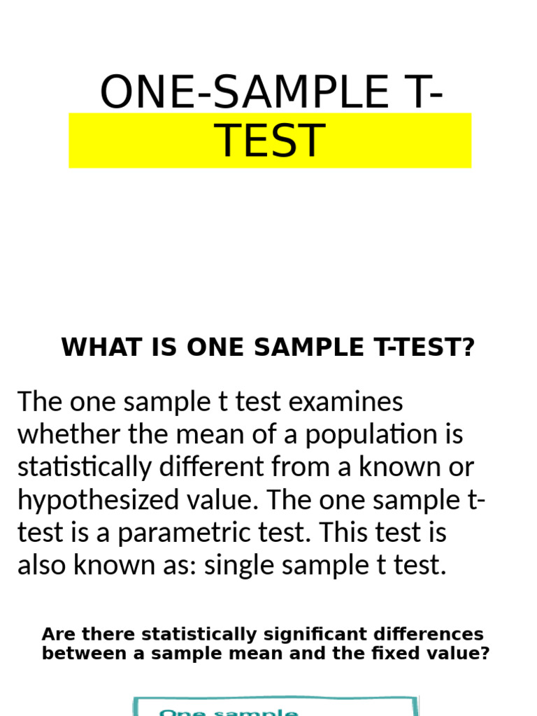 One-Sample T-Test | PDF