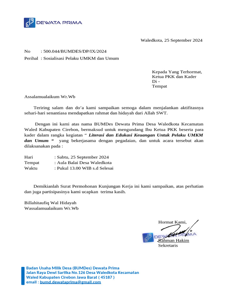 Undangan Ibu PKK | PDF