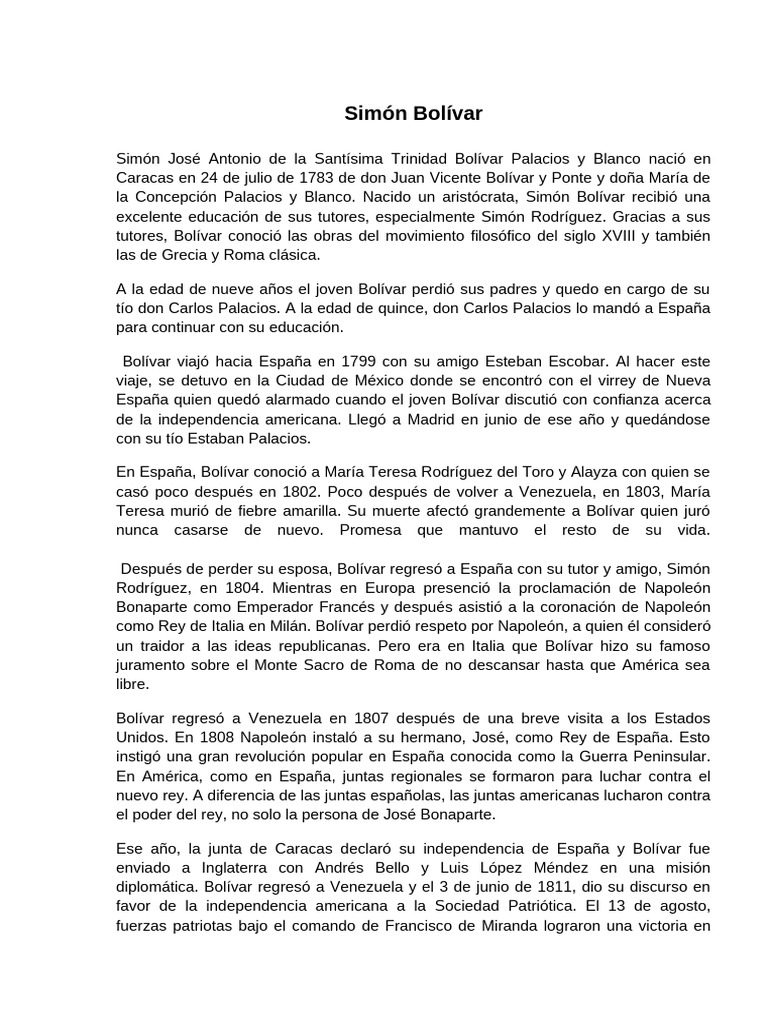 22. BIOGRAFIA DE LOS PROCERES DE LA INDEPENDENCIA | PDF