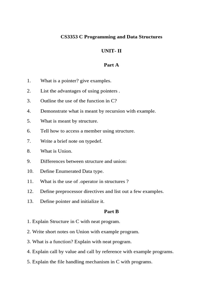 CS3353 C PDS Unit 2 | PDF
