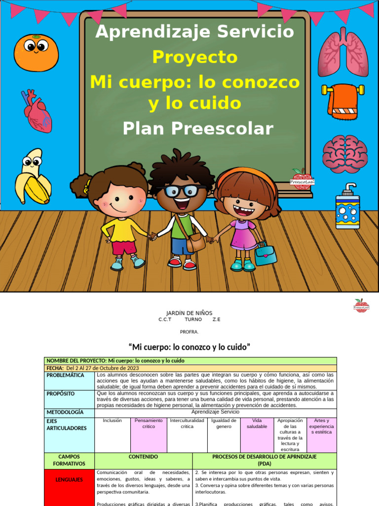 PROYECTO MI CUERPO. PREESCOLAU | PDF