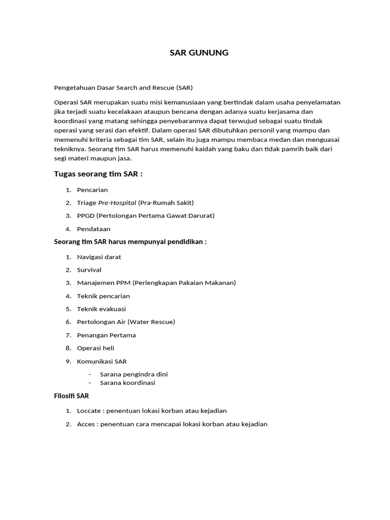Materi SAR Gunung | PDF