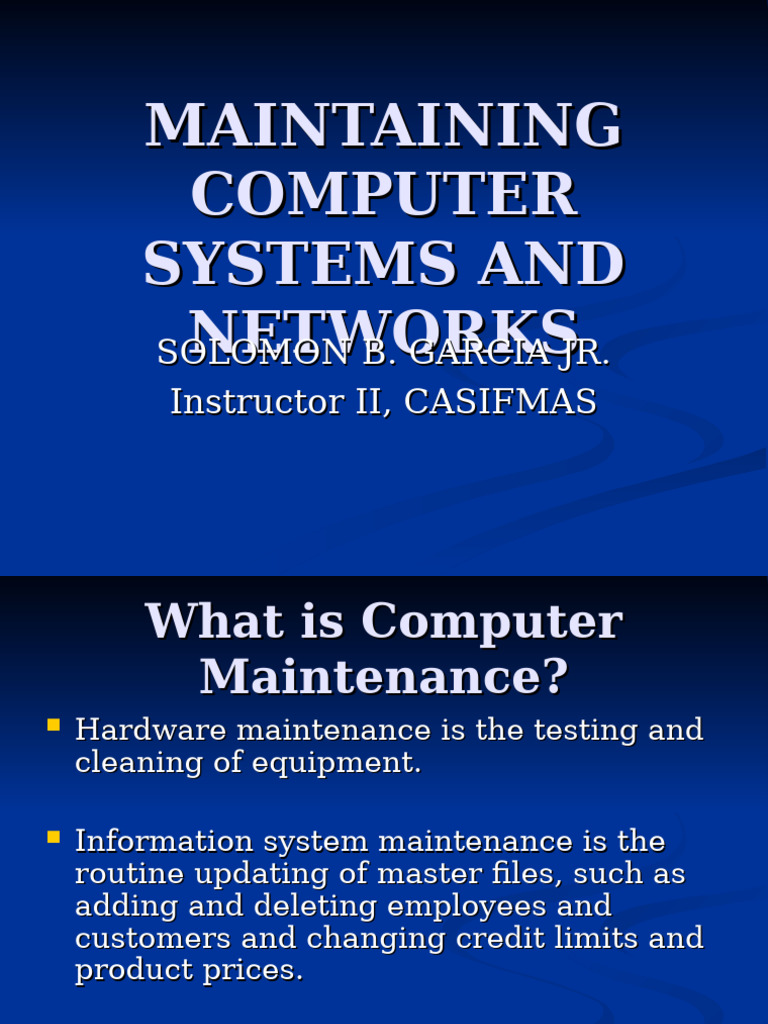Maintaining Computer Systems and Networks | PDF