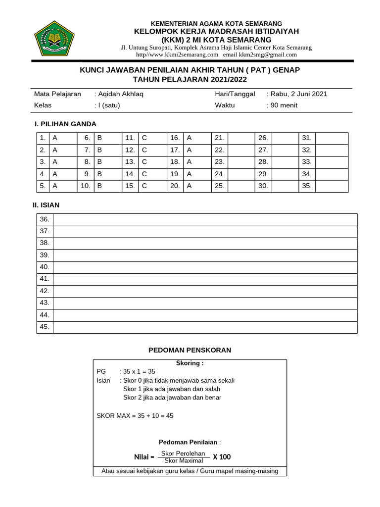 Template KJ Mapel 3 | PDF