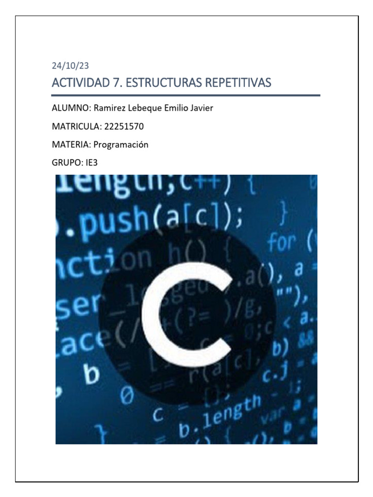 Actividad 7 - Estructuras Repetitivas | PDF