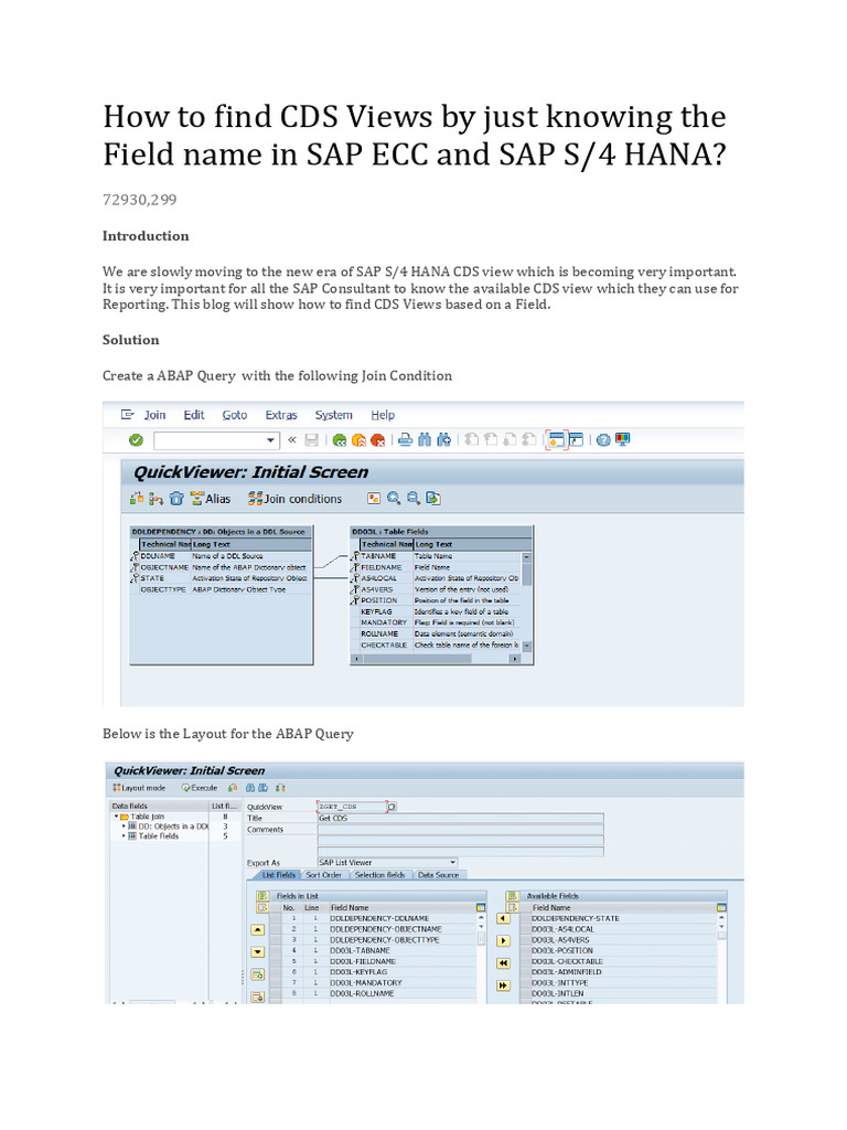 How To Find CDS Views by Just Knowing The Field Name 1714568834 | PDF
