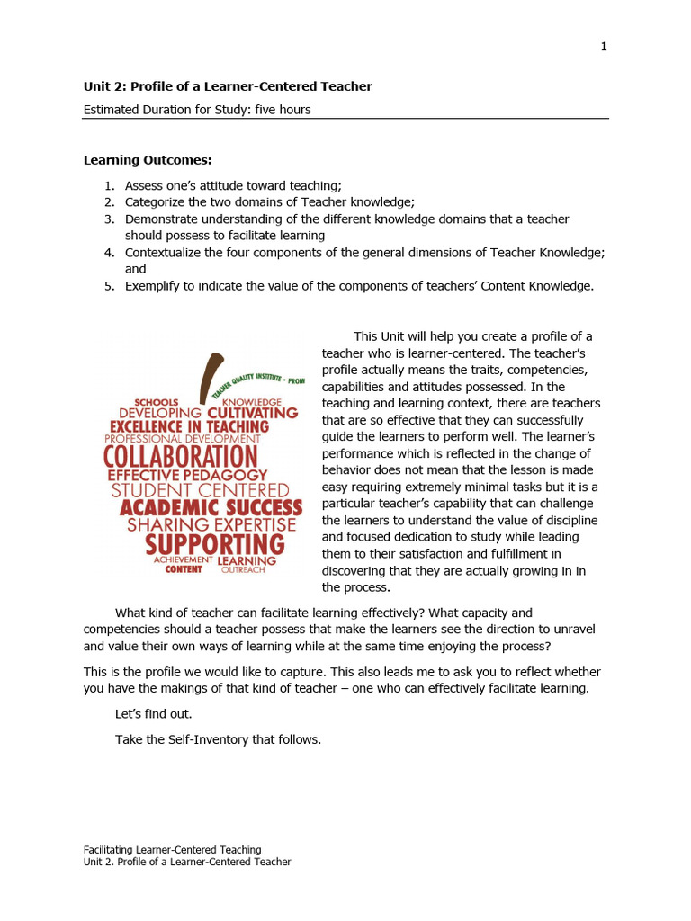 Learner-Centered Teacher Traits | PDF | Learning | Career & Growth