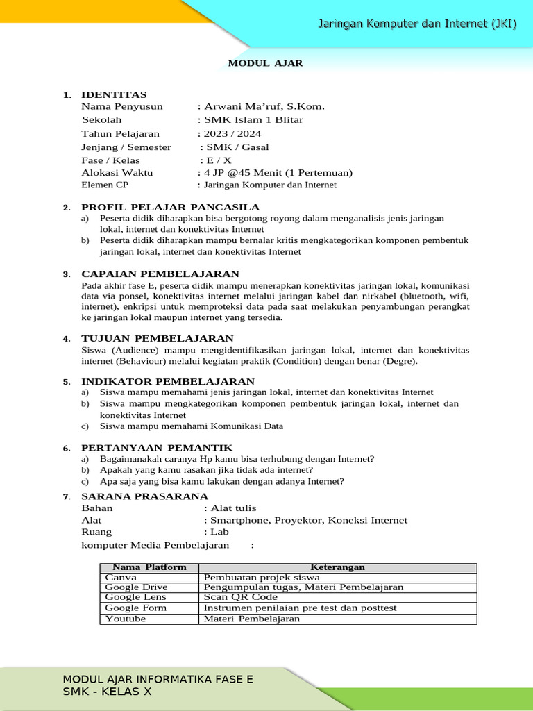 JKI - Jaringan Komputer & Internet | PDF