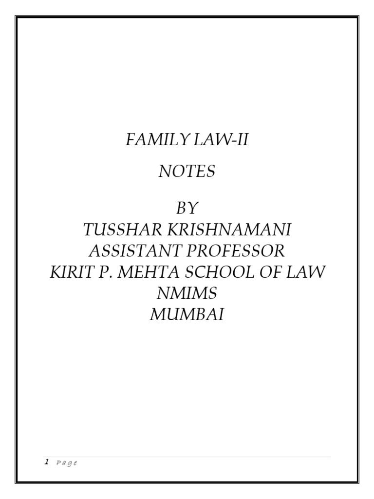 Family Law Notes 2 | PDF