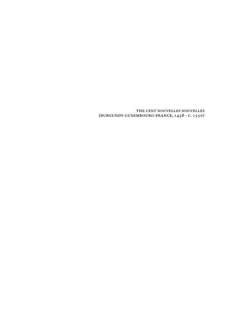 The Cent Nouvelles Nouvelles - Graeme Small | PDF