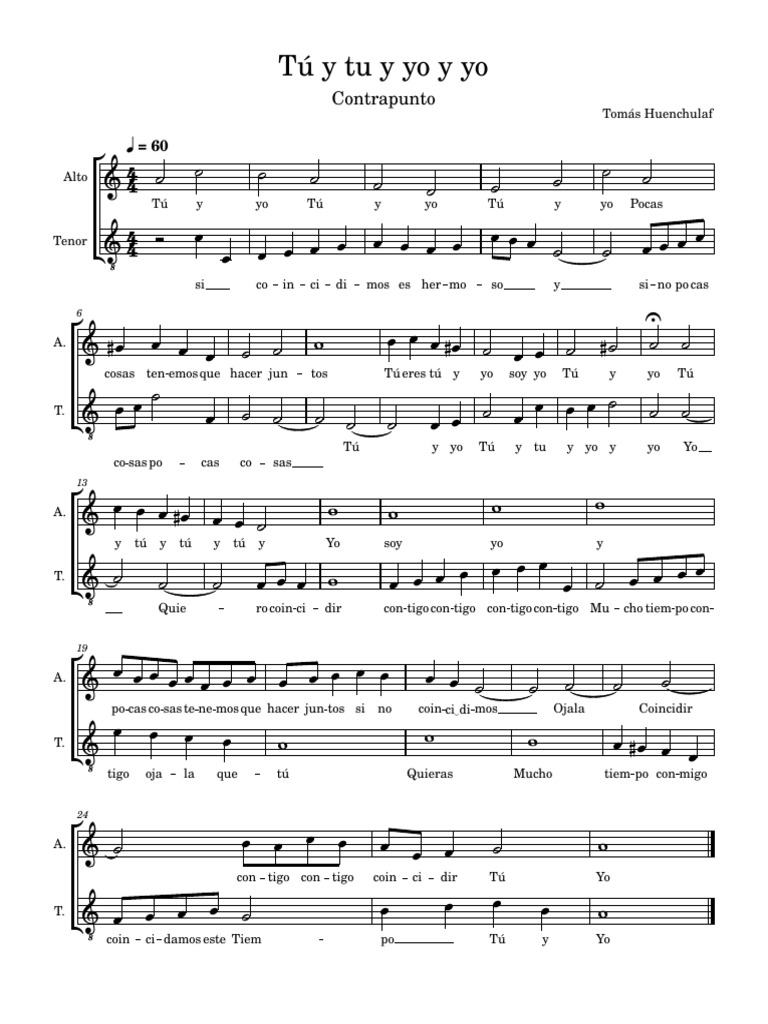 Tú y Tú y Yo y Yo. Contrapunto A 2 Voces | PDF | Elementos de la música