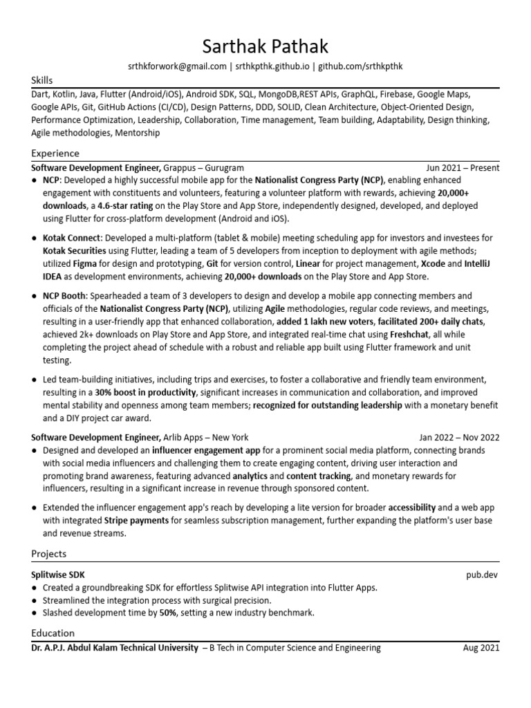 Sarthak Resume | PDF