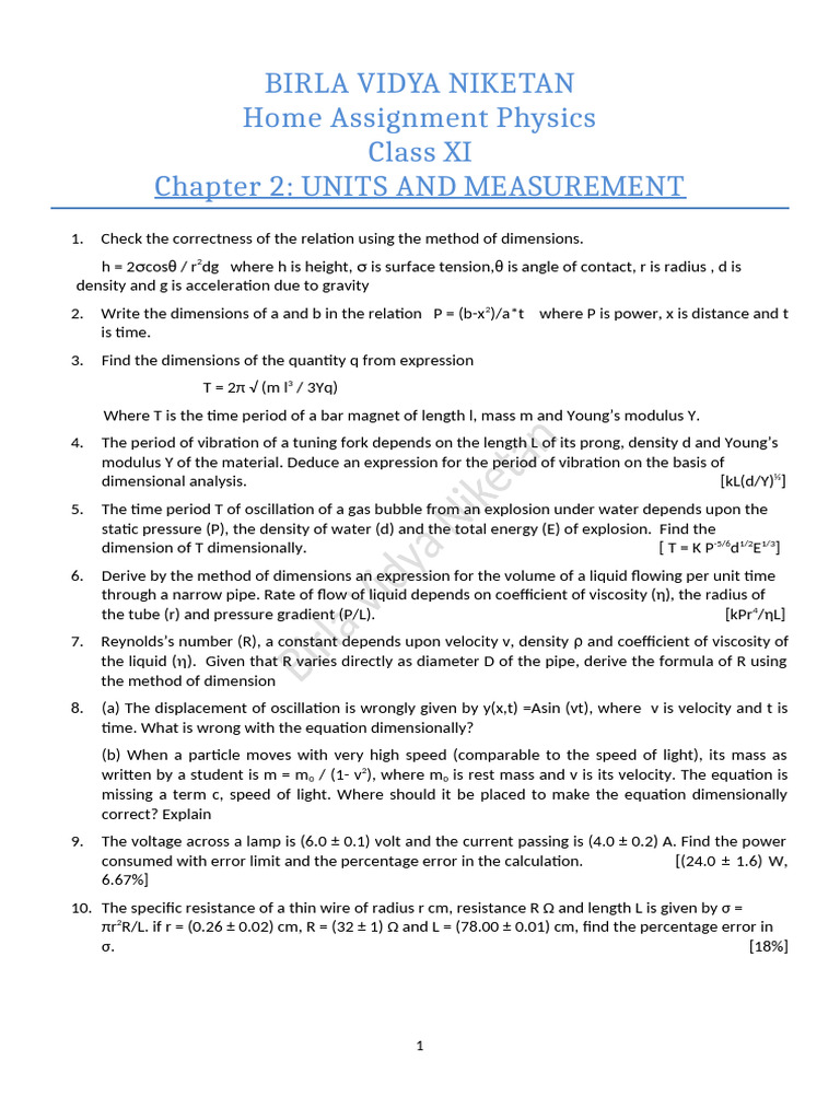 CH2 - Physics - Home Assignment | PDF