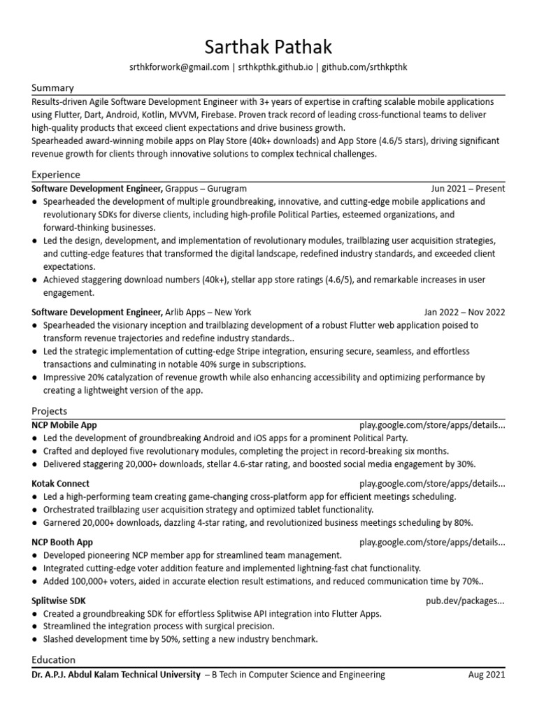 Sarthak Resume | PDF