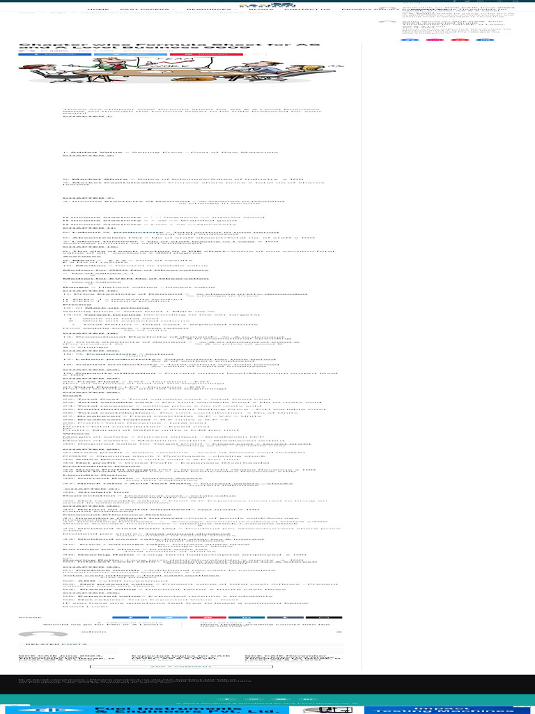 Chapter Wise Formula Sheet For As and A Level Business 9609 - OA Level ...