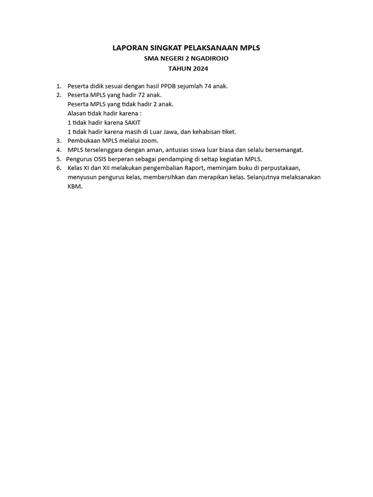 Laporan MPLS 2024 | PDF