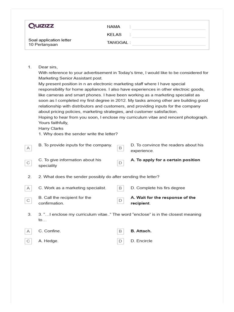 Applicaation Letter Test | PDF