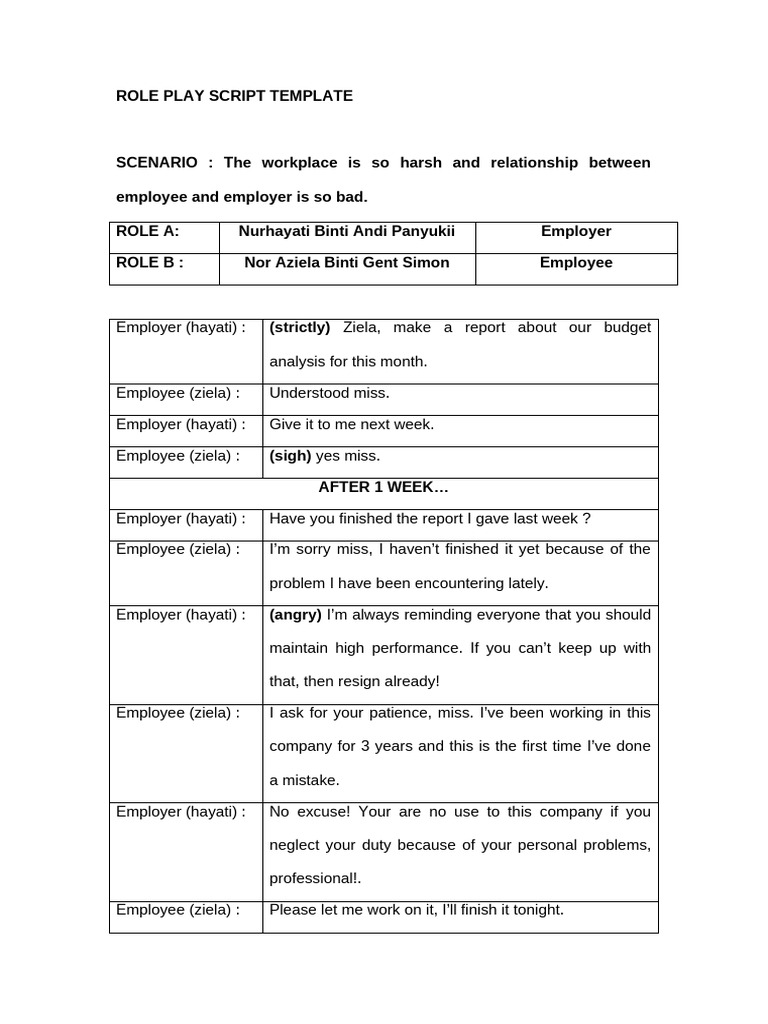 Role Play Script Template | PDF