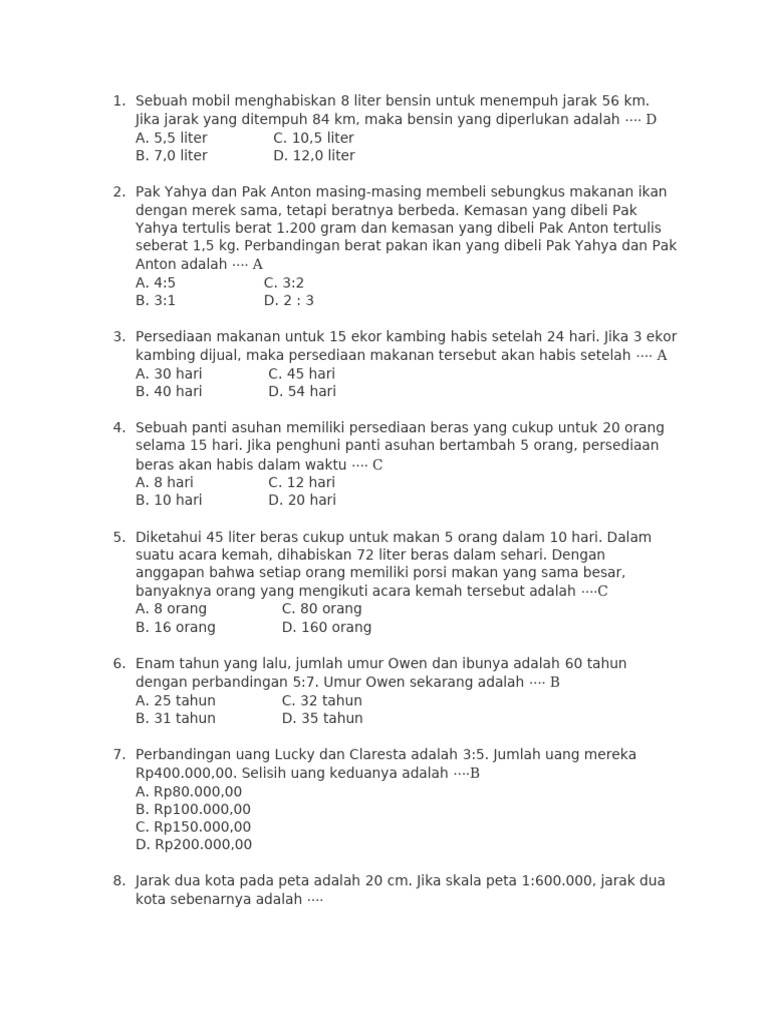 SOAL LATIHAN Skala Perbandingan | PDF
