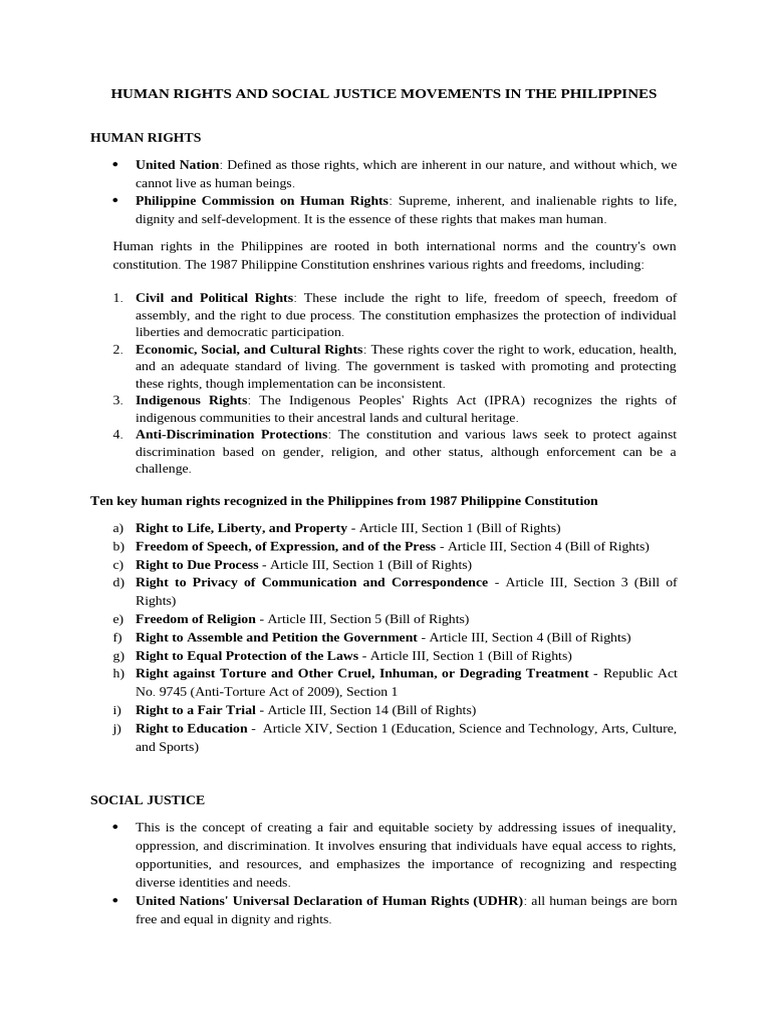 Lianto HUMAN RIGHTS AND SOCIAL JUSTICE MOVEMENTS IN THE PHILIPPINES | PDF