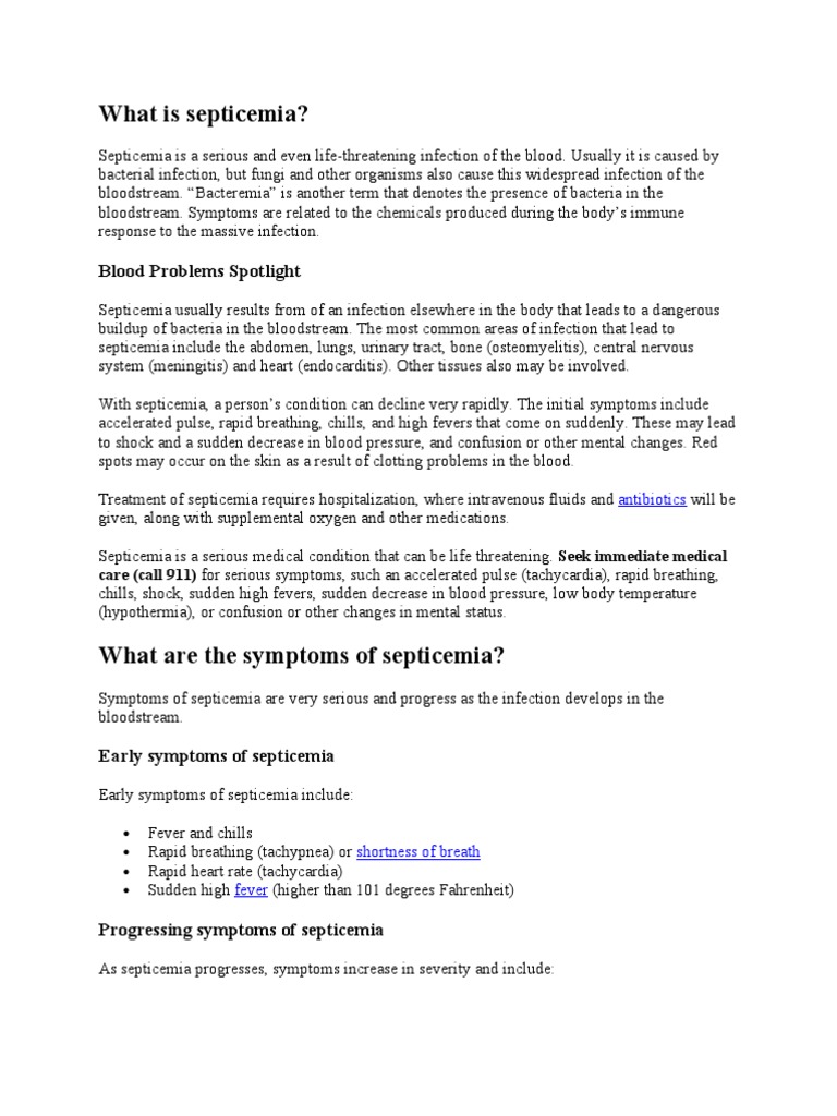 What Is Septicemia | PDF | Sepsis | Immunology