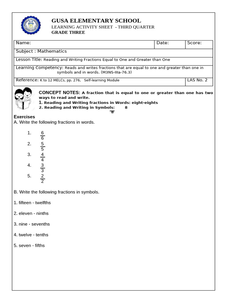 Learning Activity Sheets MATH-3-Q3-W2 | PDF | Language Arts & Discipline