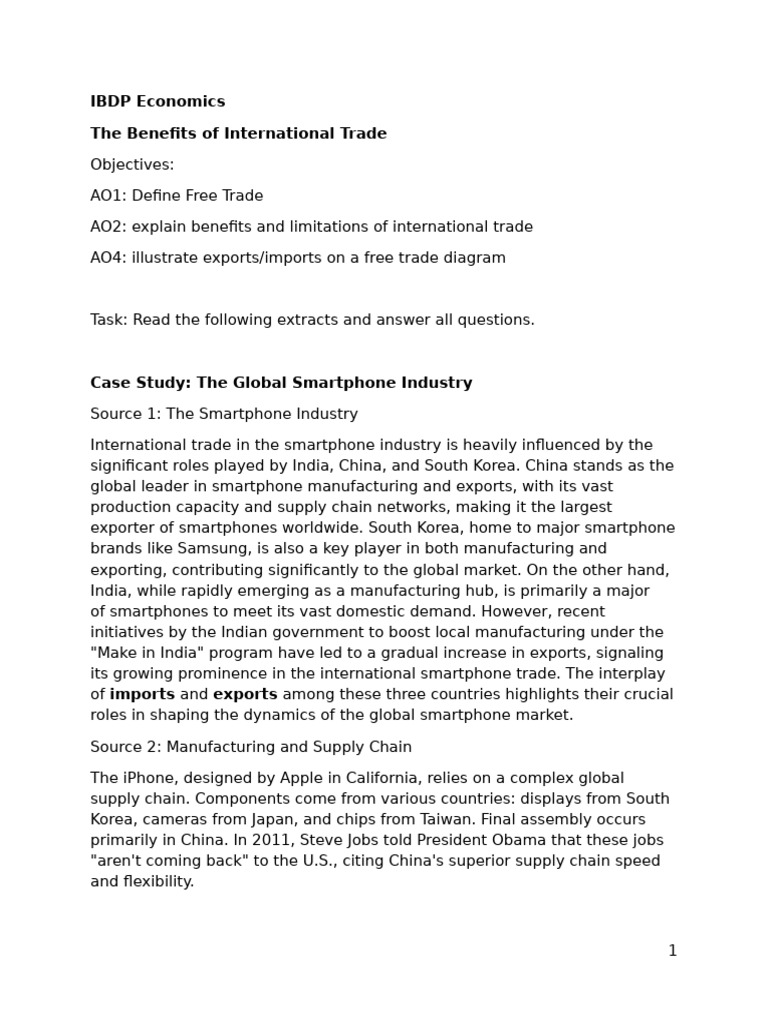 Free Trade Case - Class Activity | PDF