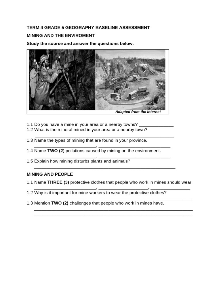 Term 4 Grade 5 Geography Baseline Assessment | PDF