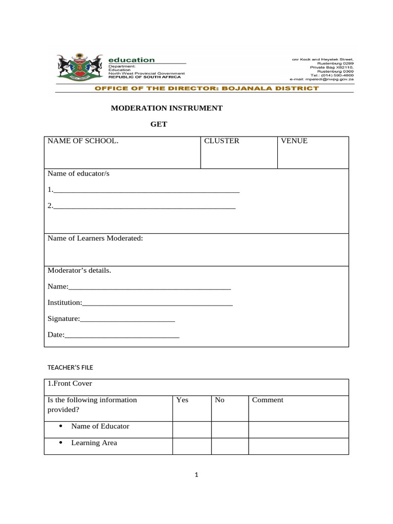 2024 MK Leo English Moderation Instrument - 1 | PDF