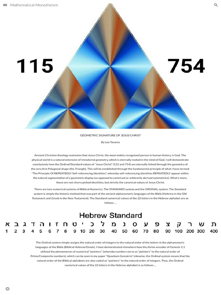 Mathematical Monotheism - GEOMETRIC SIGNATURE OF JESUS CHRIST | PDF